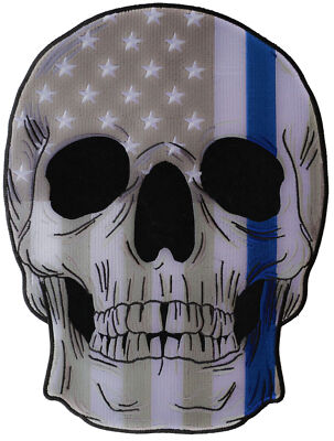 American Flag Blue Line Skull Patch - 9.25x12 inch - PL5995 | eBay