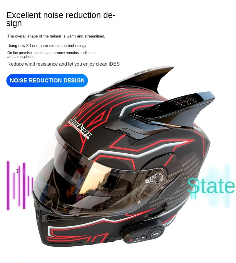 Motorcycle Double Lens Facelift Helmet Bluetooth Helmet Full Helmet ...