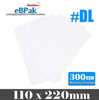1000x Card Mailer DL 220 x 110mm Tough Envelope 300gsm White ...
