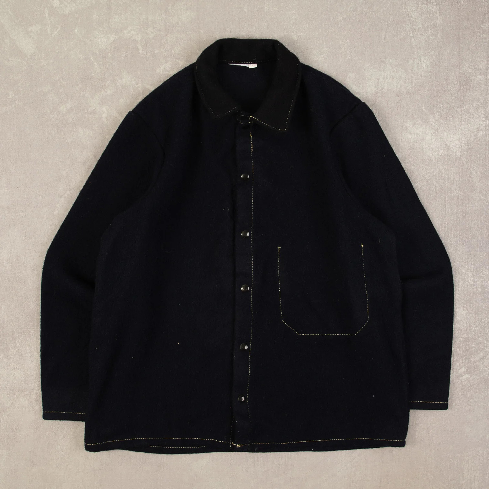 Vintage 80s Contrast Stitch Handmade Wool Jacket L Me… - Gem