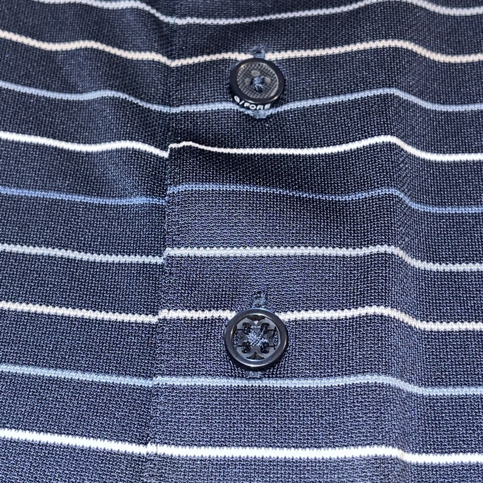 G/Fore Shirt Men Medium Dark Blue Striped Polo Embroidered Fore Logo ...
