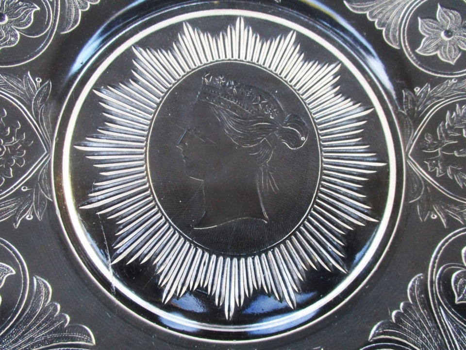 Antique Victorian Queen Victoria Glass Platter Plate 19th Century | eBay