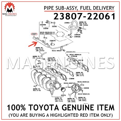 23807-22061 TOYOTA GENUINE OEM PIPE SUB-ASSY, FUEL DELIVERY 2380722061 ...