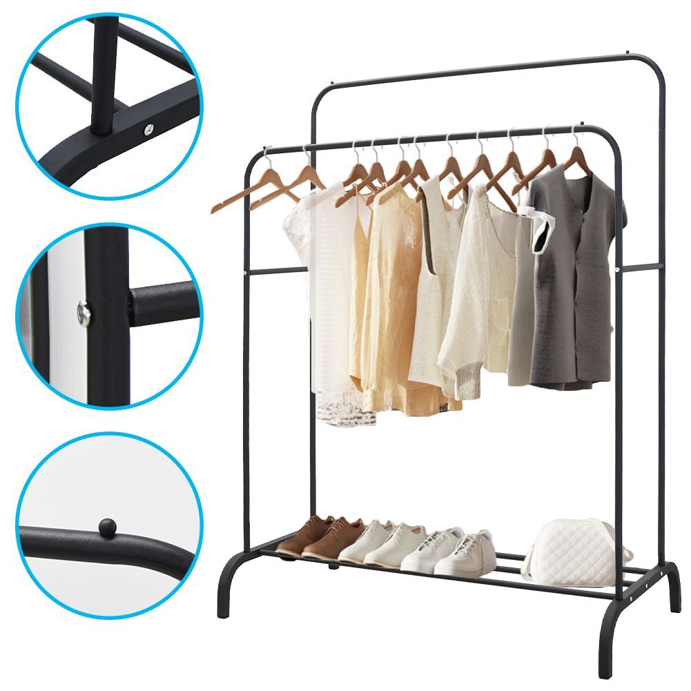 Heavy Duty Double Clothes Rail Clothes Hanging Rack for Bedroom Open ...