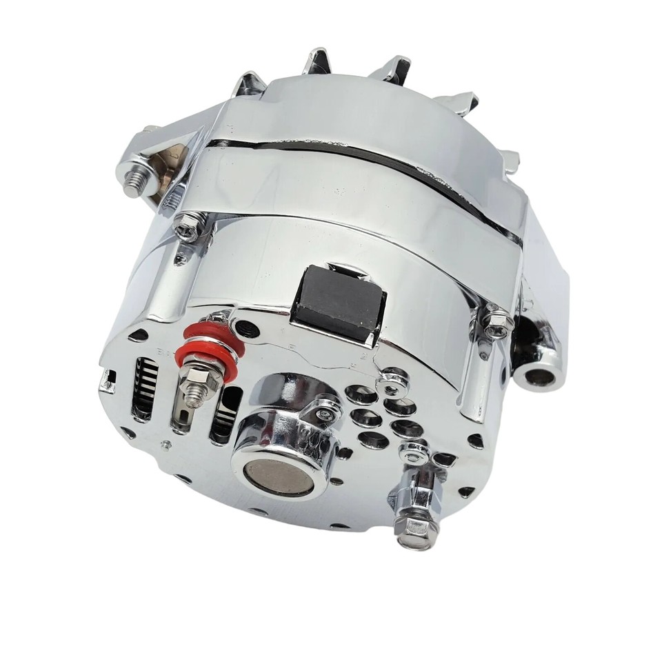 Small Block Chevy Chrome Alternator W/ Polished Aluminum Bracket SBC ...