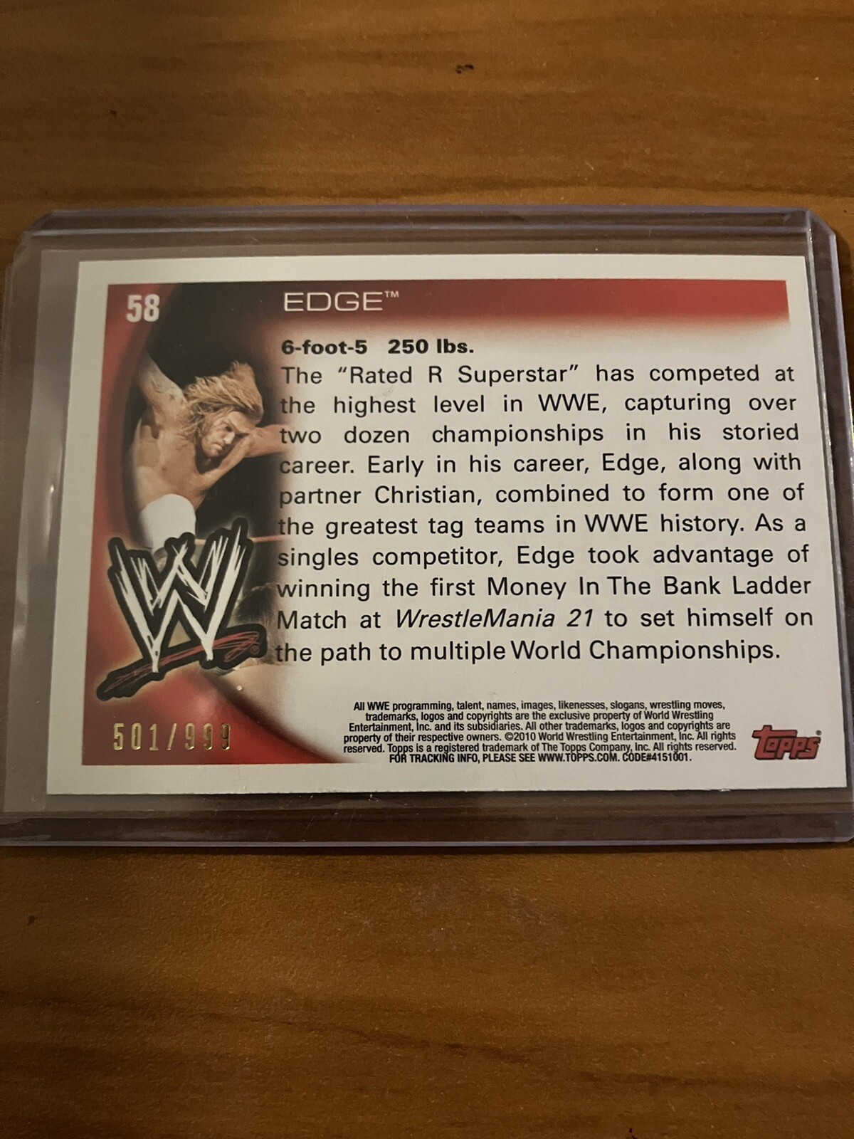 2010 Topps WWE Wrestling #58 Edge /999 | eBay