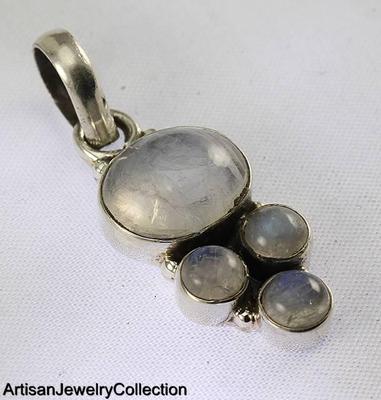 RAINBOW MOONSTONE PENDANT 925 STERLING SILVER ARTISAN JEWELRY ...