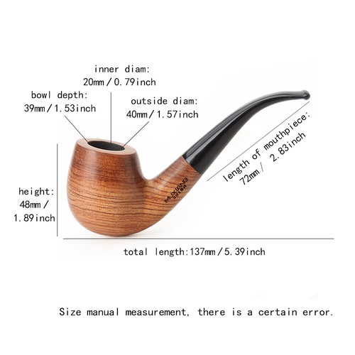 MUXIANG Handmade Smoking Pipe Bent Stem Tobacco Pipe 9mm Filter Gift ...