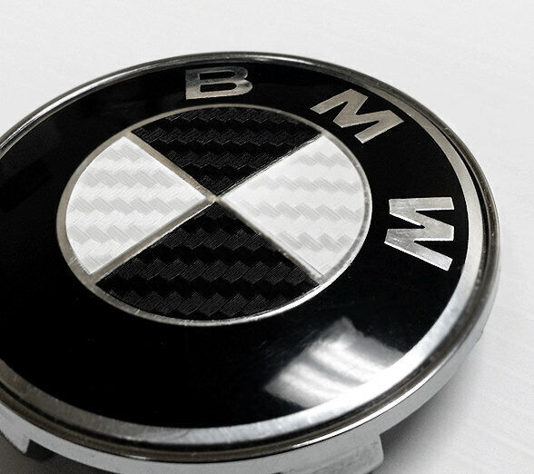 Black & White CARBON Fiber Roundel Decal for BMW BADGE EMBLEMS Rims ...