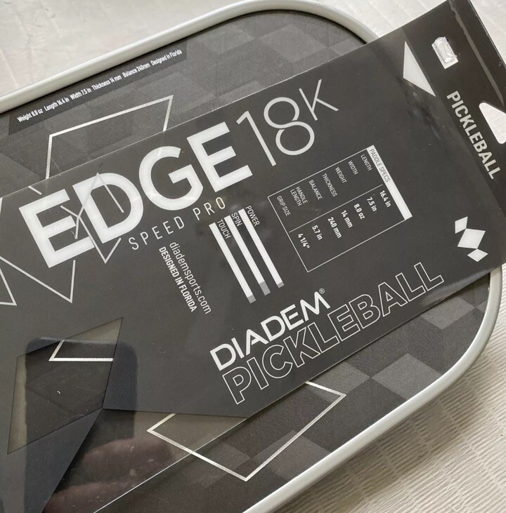 Diadem Sports, Edge 18K Speed Pro Pickleball Paddle, Raw Carbon/Silver ...