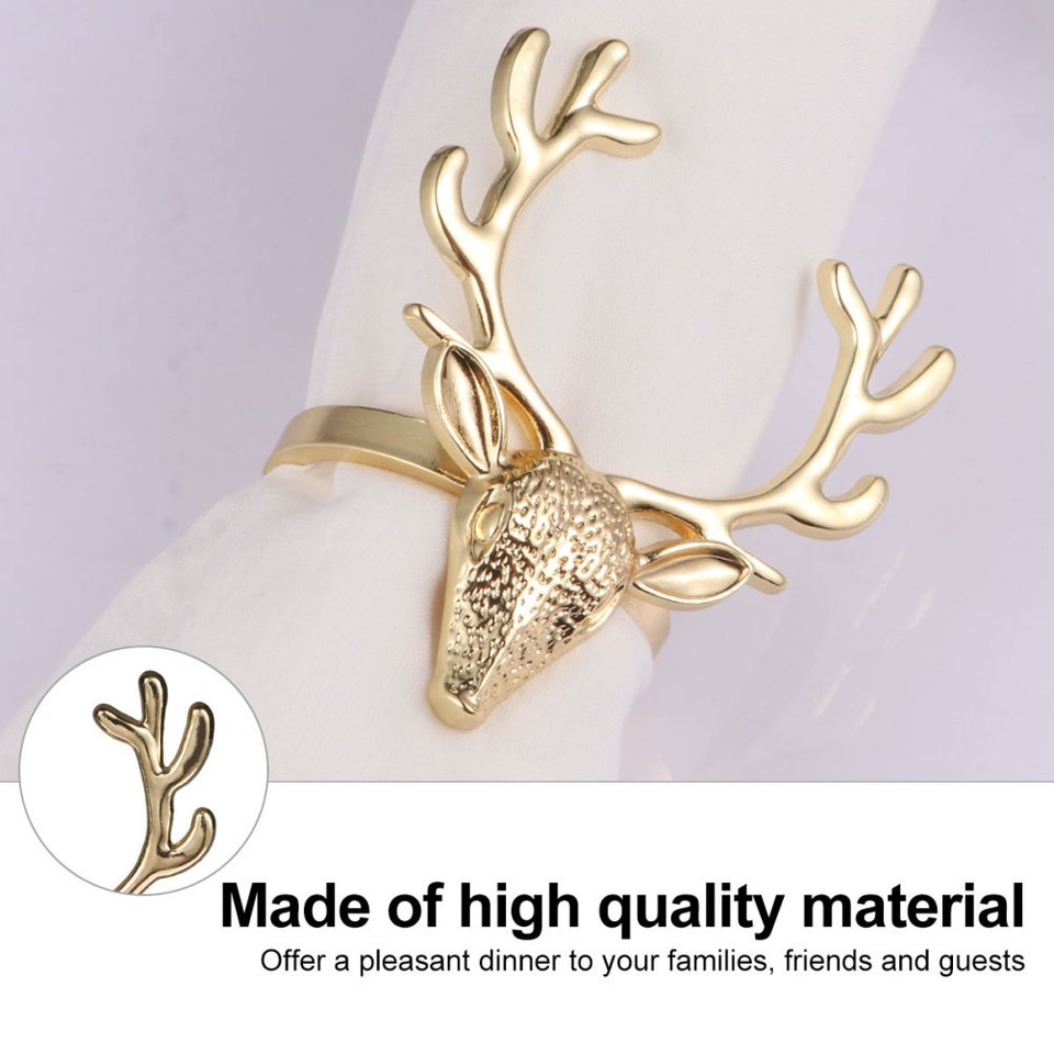 4pcs Christmas Deer Head Design Napkin Rings Alloy Napkin Holder Party ...
