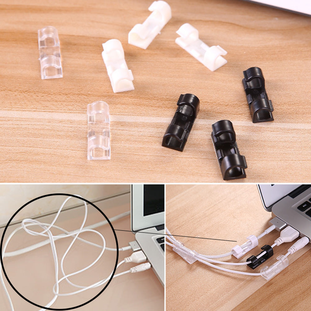 20x New Cable Drop Clip Desk Tidy Wire Cord Lead Cord Holder Organizer ...