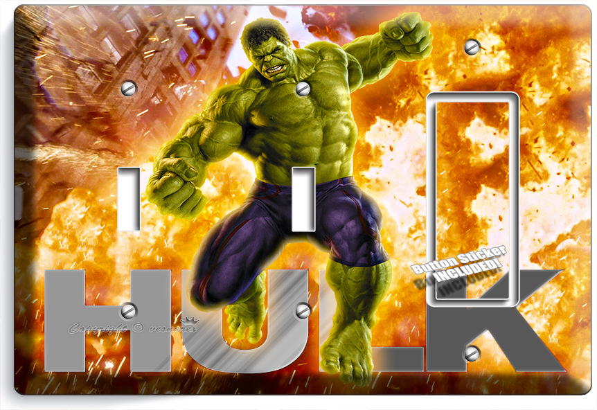 INCREDIBLE HULK LIGHT SWITCH OUTLET WALL PLATE COVER BOYS BEDROOM ROOM ...