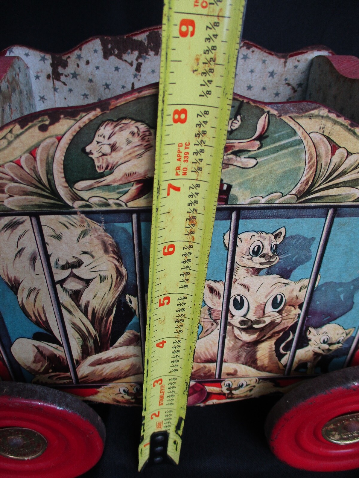 Vintage 1957 Gong Bell Wood Horses & Circus Wagon Pull Toy w/ Metal ...