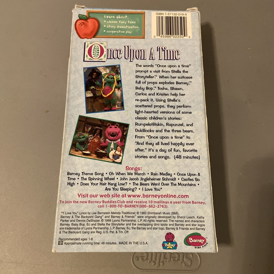 Barney Once Upon a Time (VHS, 1996) White Tape Vintage Classic ...