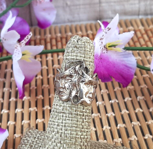 STERLING SILVER MASQUERADE DOUBLE FACE MASK PINKIE RING ~ SZ 4 | eBay