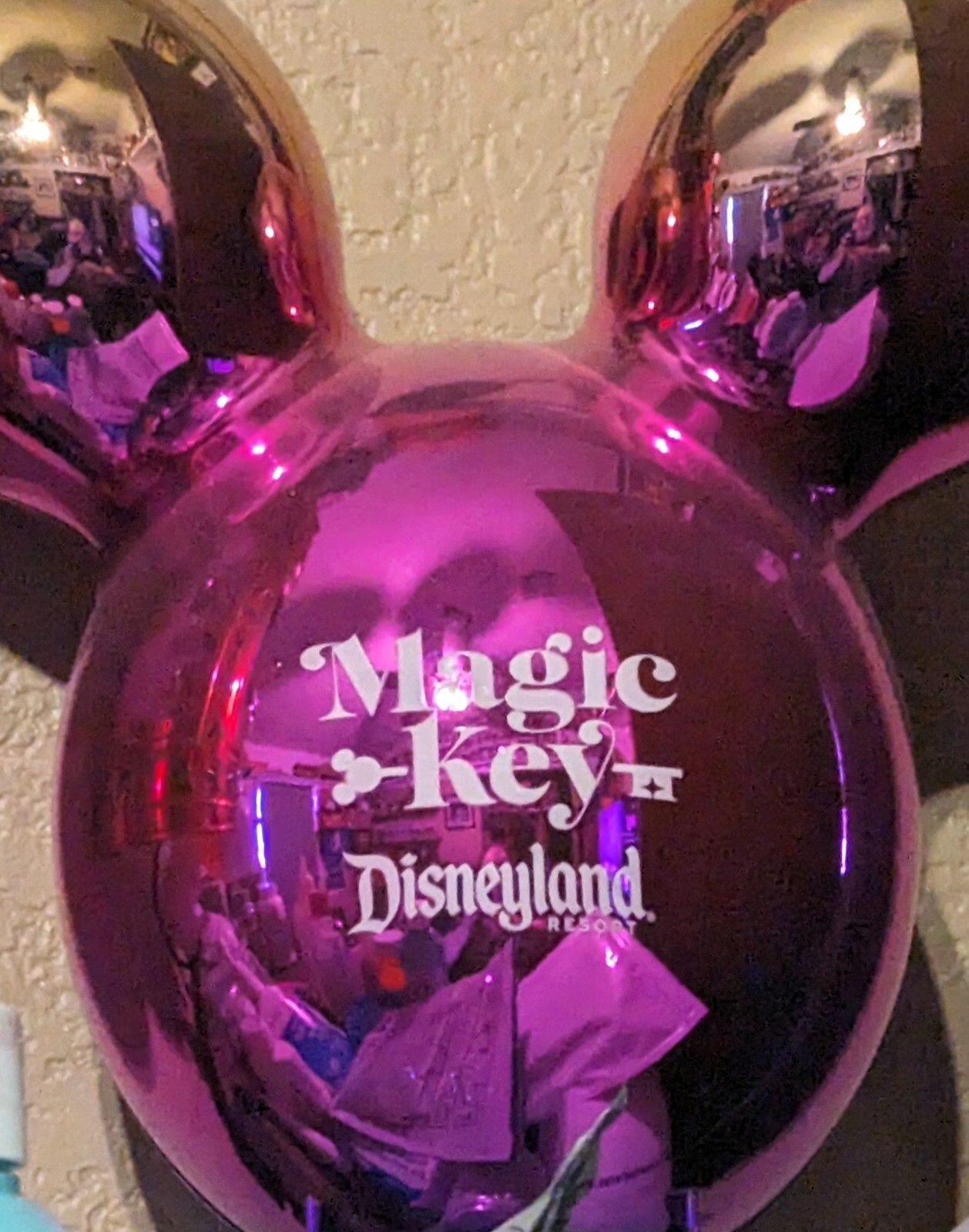 Disney Magic Key Metallic Pink Gold Ombre Balloon Mickey Popcorn Bucket ...
