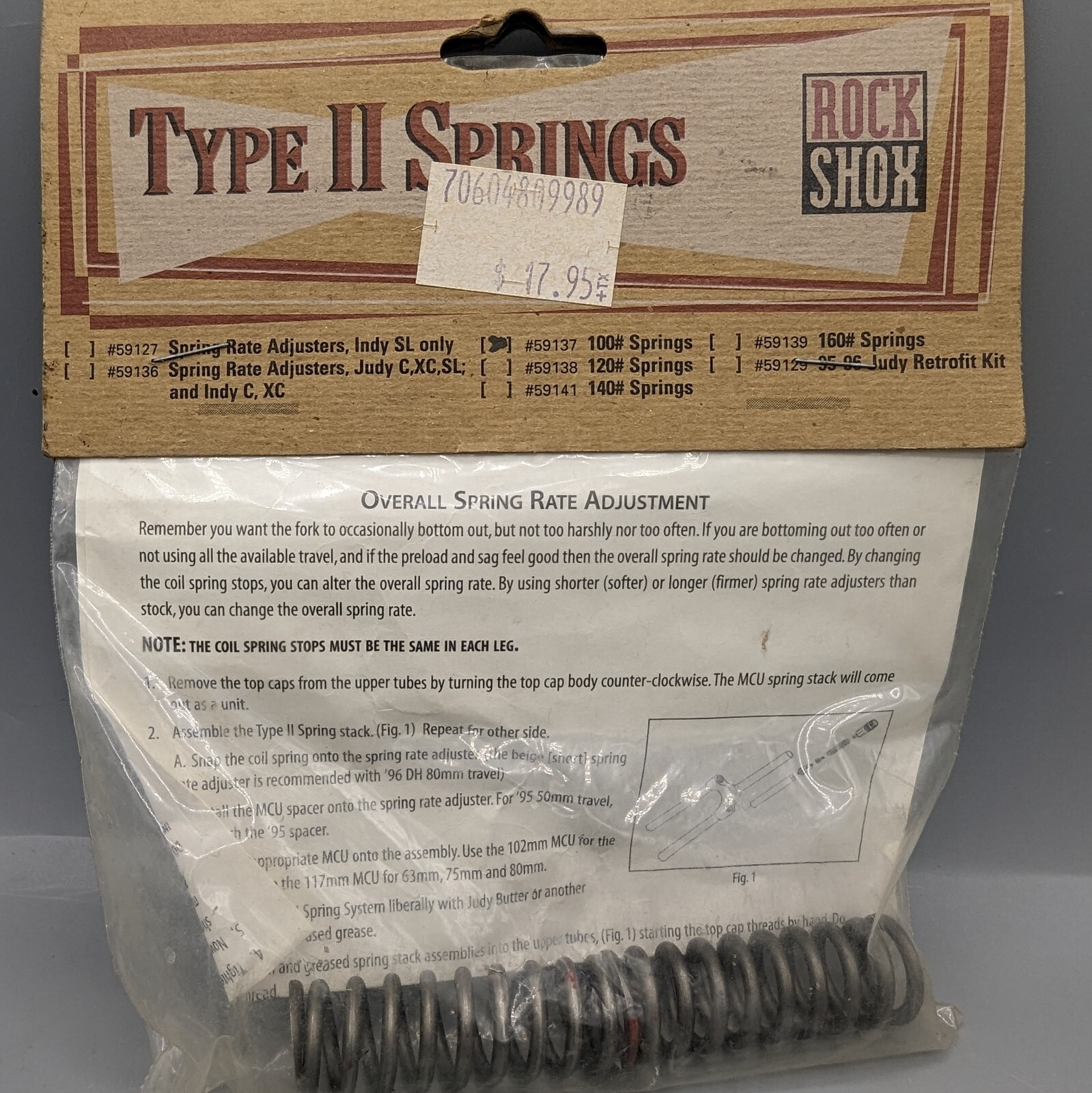 and Vintage ROCKSHOX Type II Springs 100lb. #59137 for Judy for sale ...