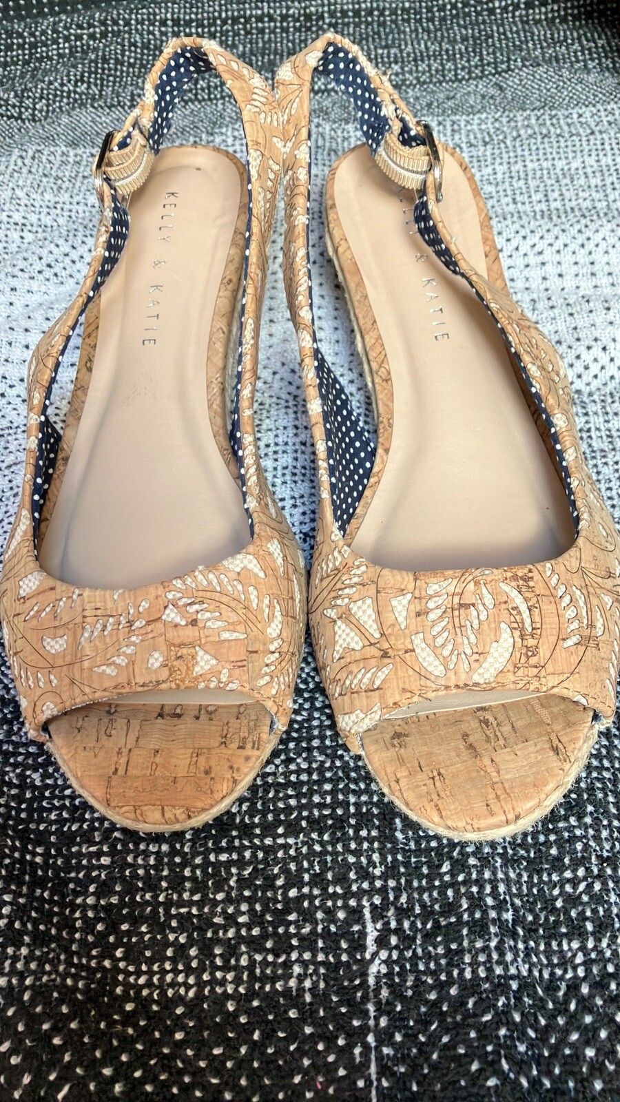 Kelly & Katie Cork And Fabric Tan Sling Back Pump With Peep Toes Size 7 ...