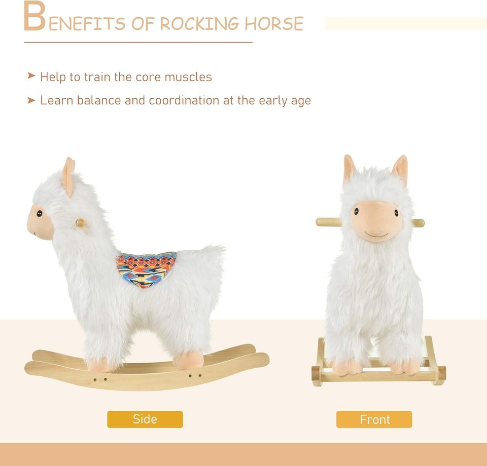 Qaba Kids Ride-On Rocking Horse Toy Llama Style Rocker Soft Plush ...