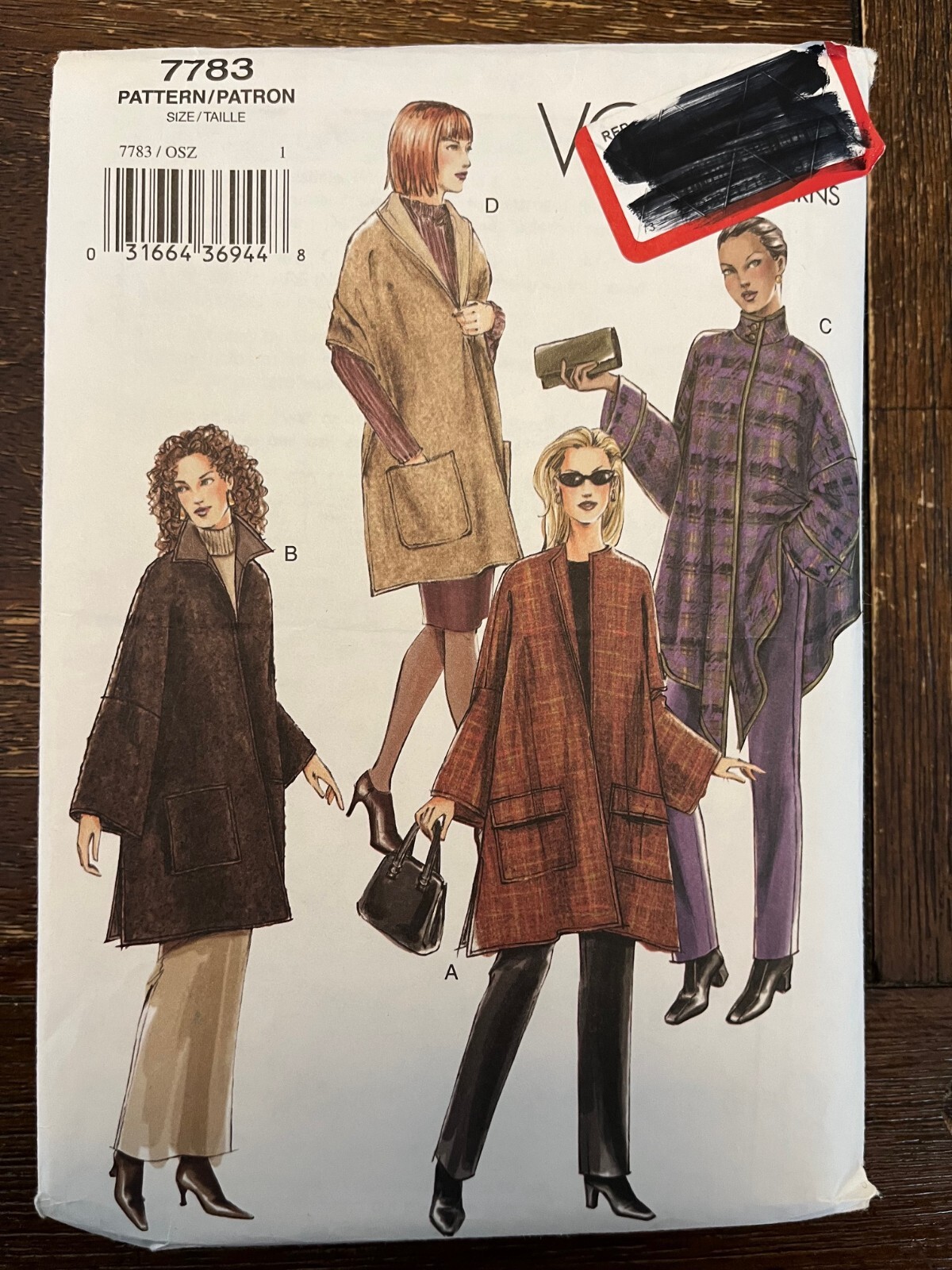Vogue Misses Oversized Cape and Shawl 4 Styles Uncut Pattern 7783 for ...