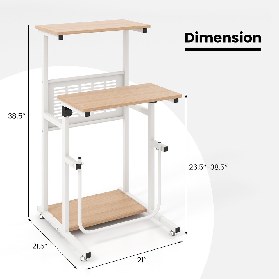 Stand Up Desk Height Adjustable Sit Stand Computer Workstation Standing ...