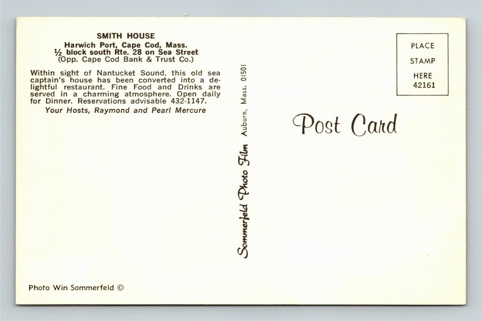 Cape Cod MA-Massachusetts, Smith House, Harwich Port, Vintage Postcard ...