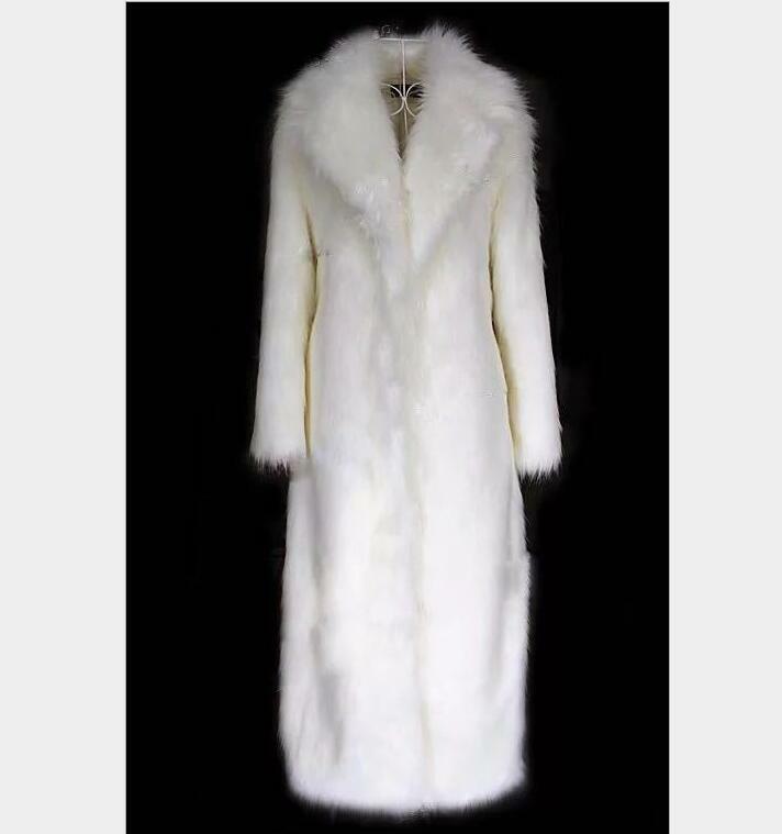 Women's Full Length Faux Fox Fur Coat Overcoats Thicken Fluffy Parka ...