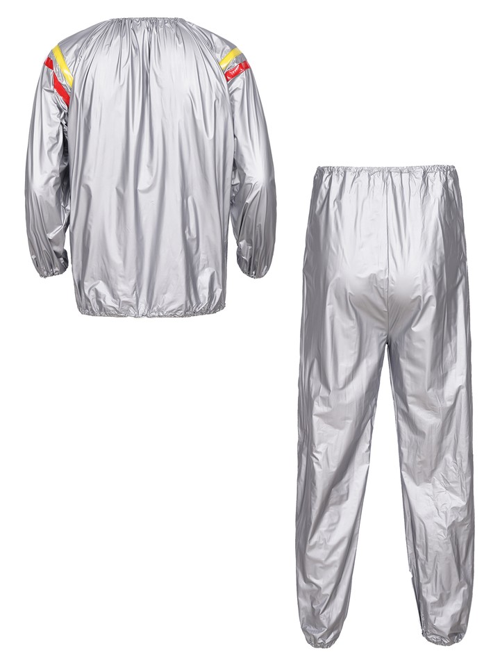 Men Women PVC Sauna Suit Sweat Suit Loose Tops with Pants Outfits ...