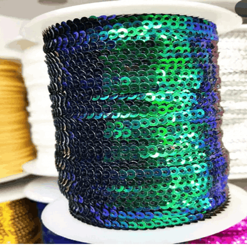 1 Roll of Shiny Mermaid Green and Blue Color Shift Sequin Trim 100 ...