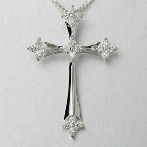 2Ct Lab Created-Cut VVS1 Diamond Cross Pendant 14K White Gold Plated | eBay