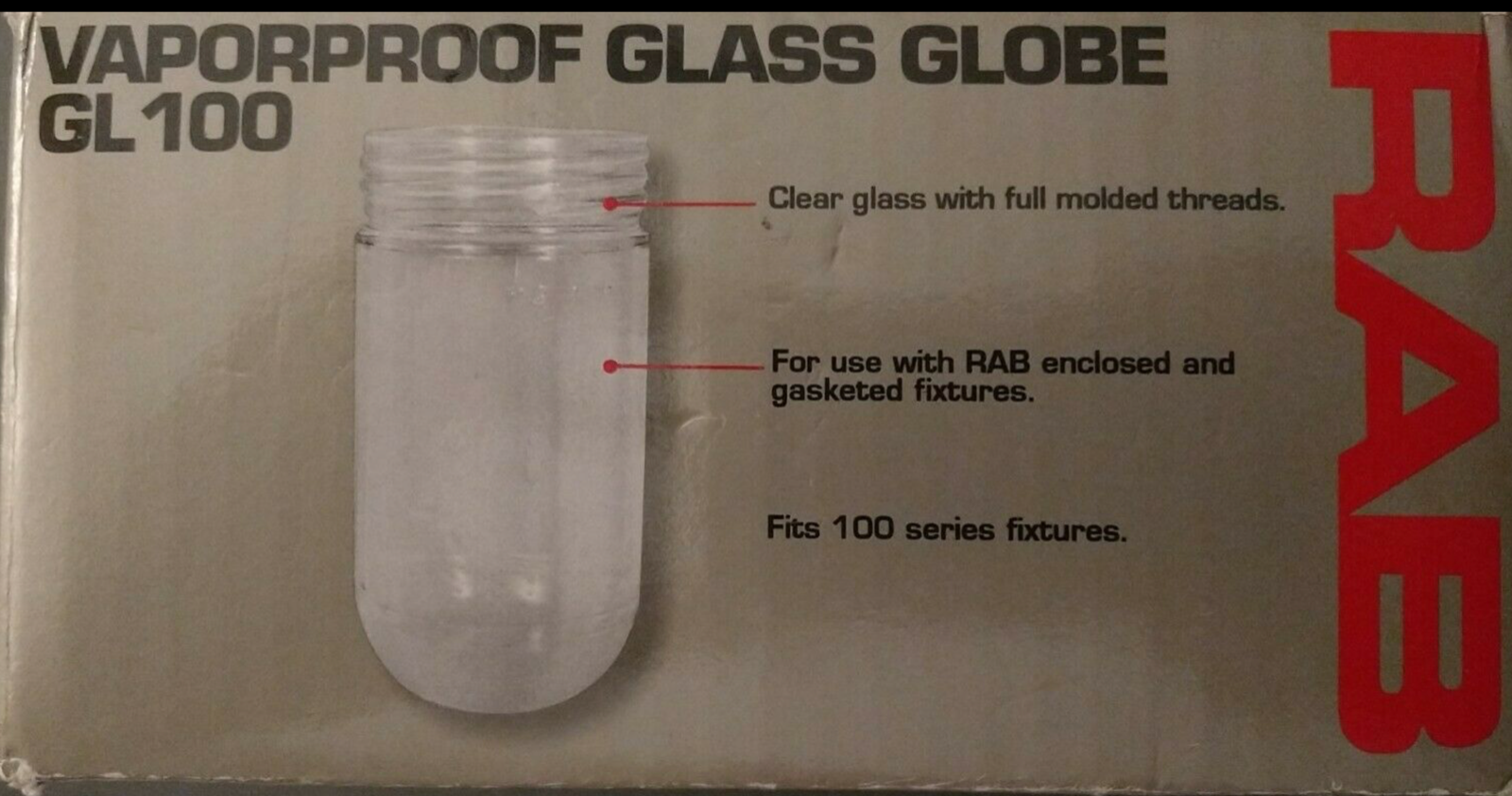 RAB LIGHTING GL100 vaporproof Glass globe 100 SERIES CLEAR 1 Pack of 4 ...