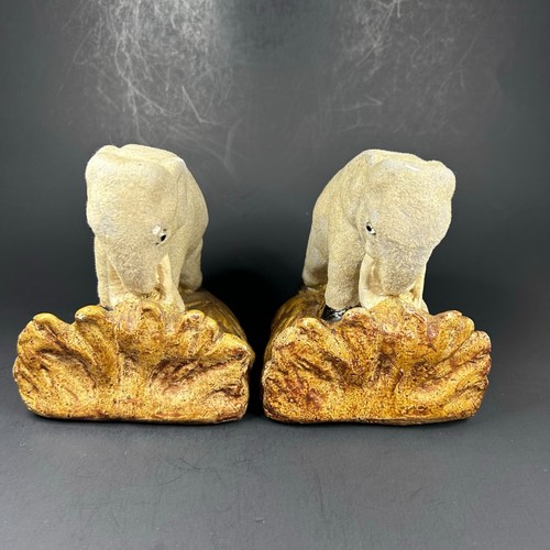 Vintage Chalkware Flocked Elephant Bookends | eBay