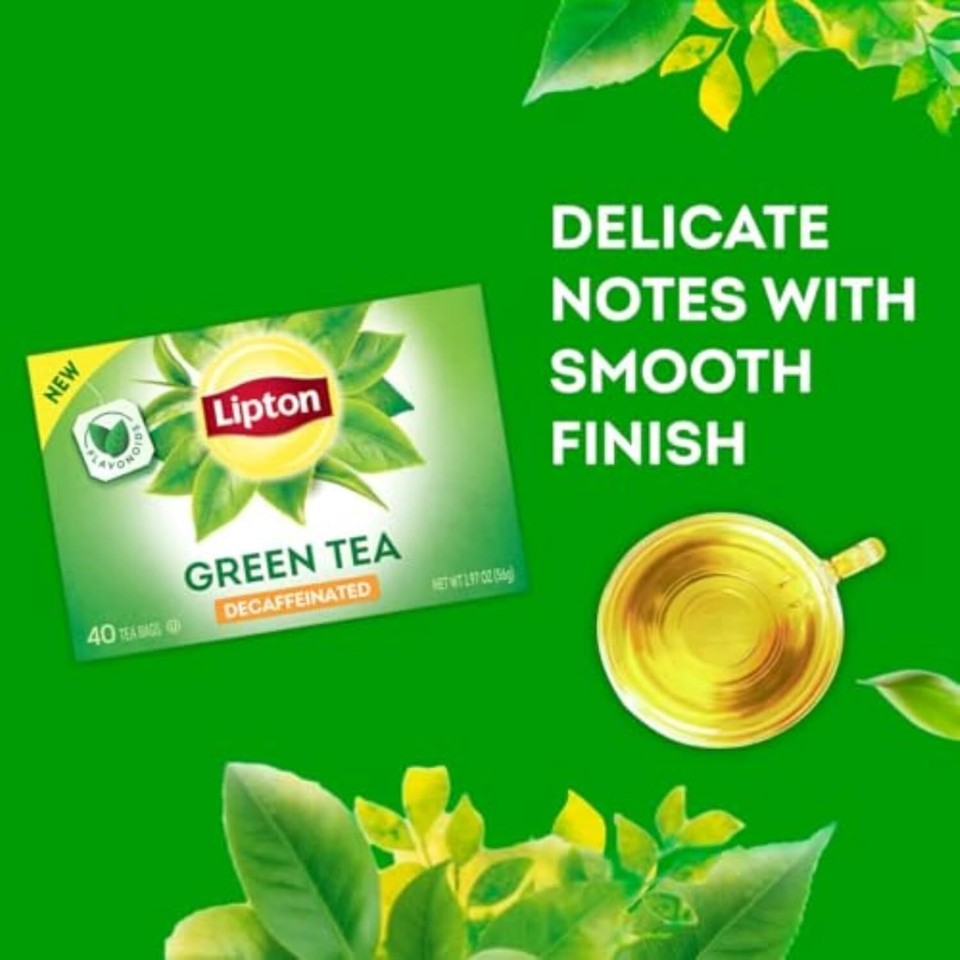 Decaffeinated Green Tea Bags, Decaf Iced Tea with Flavonoids, 40 Total ...