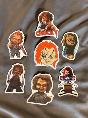 Lot (7) CHUCKY 1 1/4" to 2 1/4" CHILD'S PLAY Stickers FAST! FREE SHIP ...