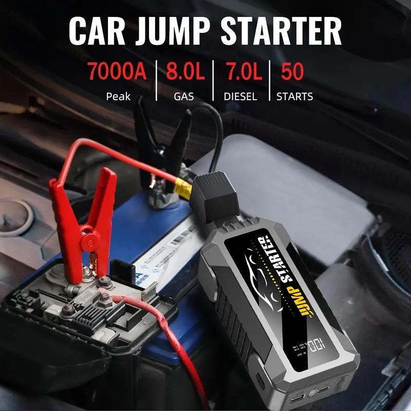 Car Jump Starter Kit With Bag & Cable - Battery Pack Jumper 7000A ...