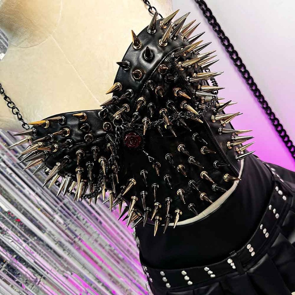 Emo Grunge Punk Rock Hip Hop Y2K Halter Camisole TOPS Goth PU Leather ...