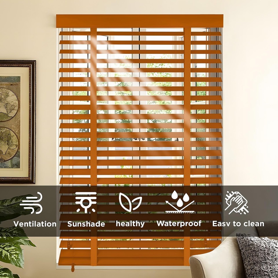 2" Slats Wood Blinds for Indoor Windows: Solid Wooden Blackout Blinds ...