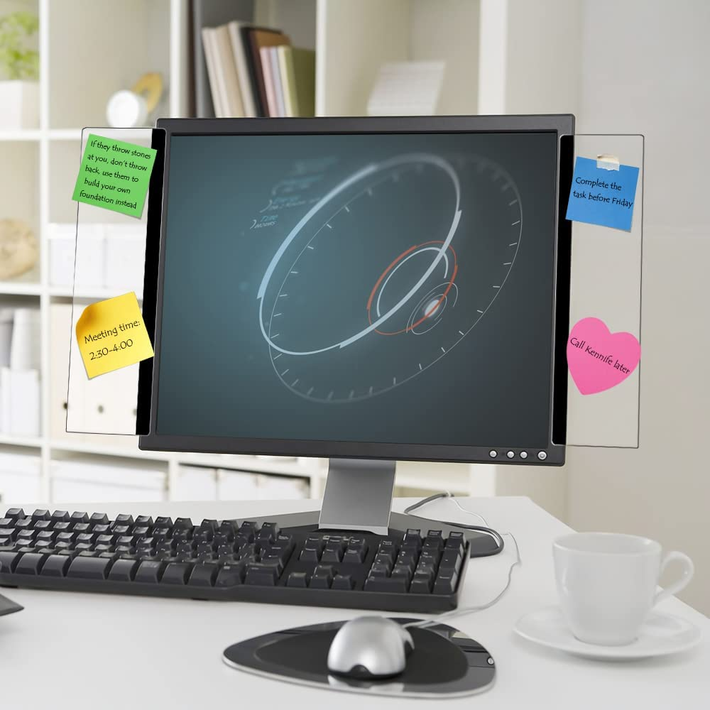 4 Pieces Computer Monitor Memo Board, Transparent Screen Side Panel ...