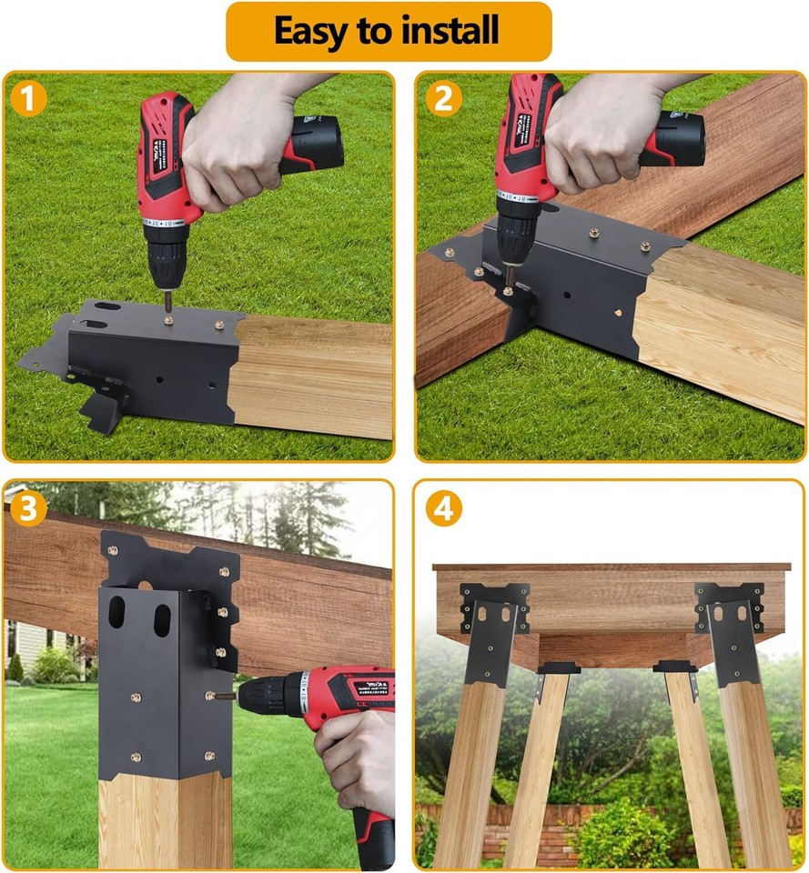 4 Pcs, 4x4 Brackets for Deer Stand w Powder Coated, Elevator Brackets ...