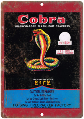 Cobra Flashlight Cracker Package Art 12" x 9" Reproduction Metal Sign ...