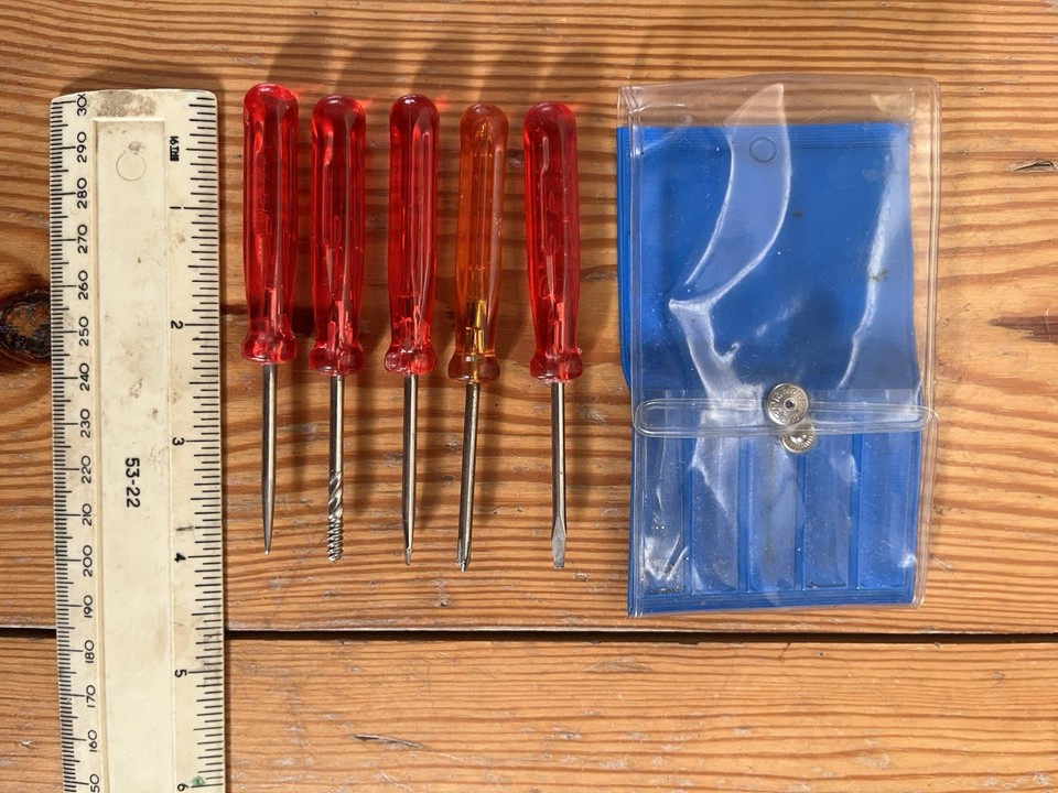 Vintage W. Germany mini screwdrivers set in plastic pouch, 5 pc, 10 cm ...