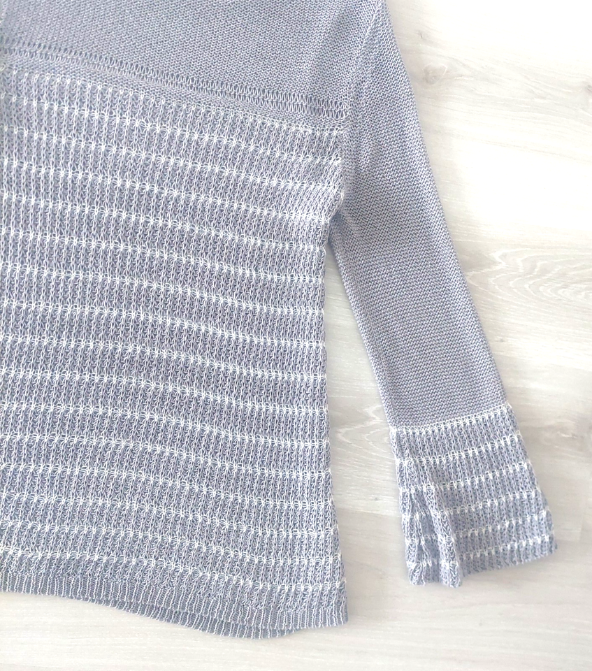 PHASE EIGHT SIZE 14 LONG GREY STRIPED LOOSE KNIT JUMPER WITH FLARED ...