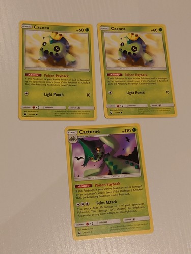 Pokémon TC: The Evolution Line Of Grass Type Pokémon Cacnea 3 cards ...