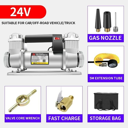 JM-F140 24V/12V Metal Double Cylinder Air Pump 480W Car High-Pressure ...
