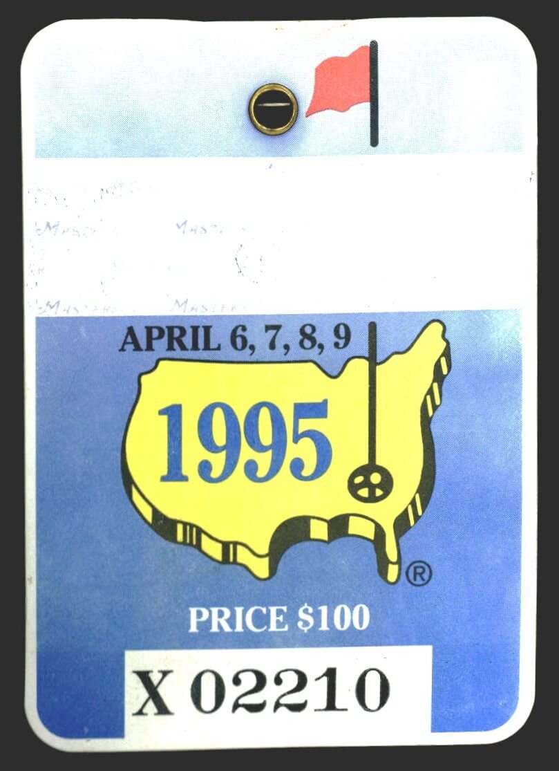 1995 The Masters Tiger Woods Debut Badge First Major Augusta Ticket | eBay