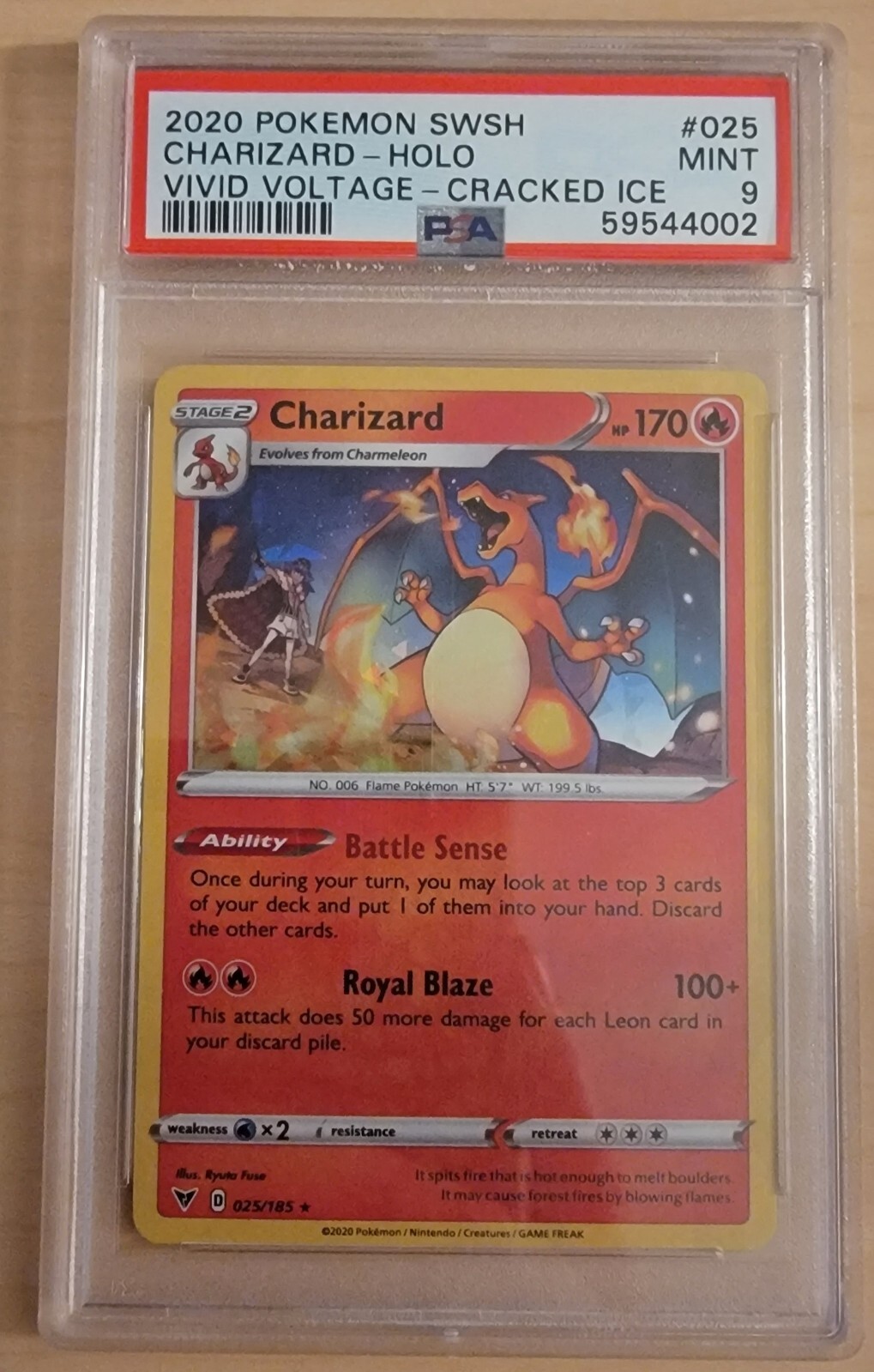 2020 Pokemon SWSH Charizard- HOLO Vivid Voltage-Cracked Ice #025 MINT 9 ...