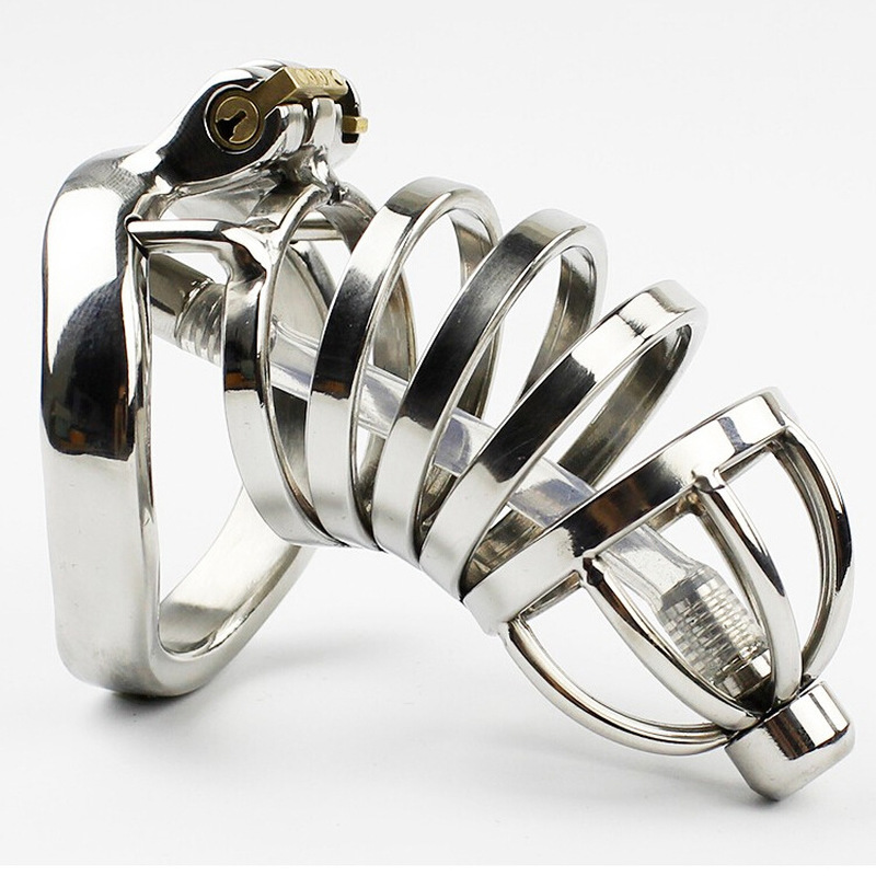 US Stainless Steel Male Chastity Cage Device with Ring+Tube Penis Penis ...