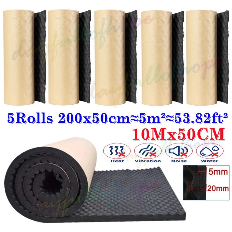 10M Self Adhesive Noise Shock Insulation Foam Sound Proofing Deadening ...