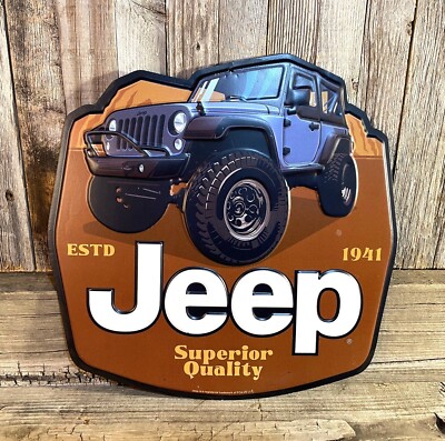 Jeep JK Diecut Wrangler 1941 12" Metal Tin Sign Vintage Man Cave Garage ...